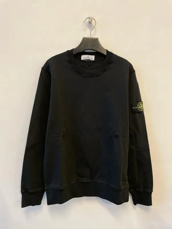 Stone Island Logo Patch Crewneck Sweatshirt - Black