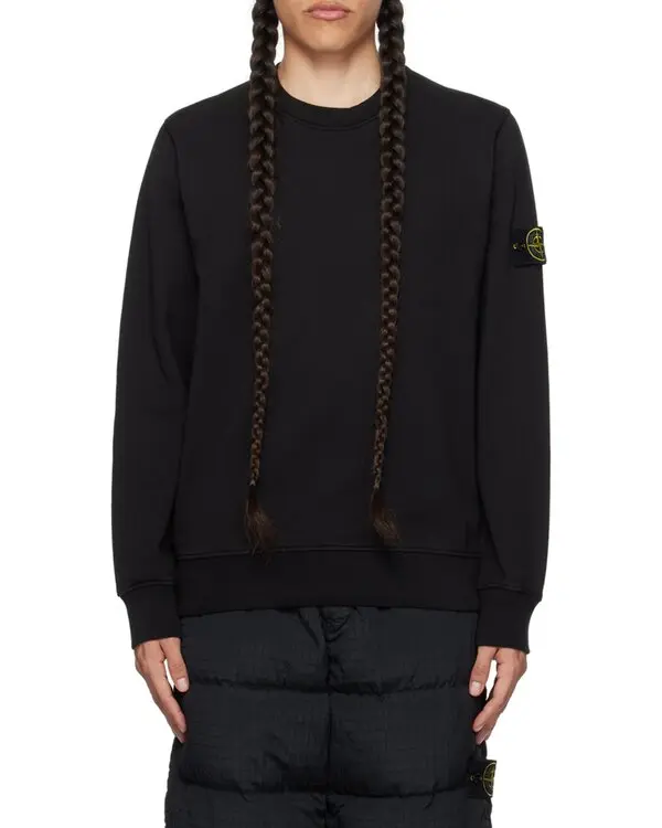 Stone Island Logo Patch Crewneck Sweatshirt - Black