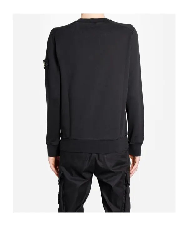 Stone Island Logo Patch Crewneck Sweatshirt - Black