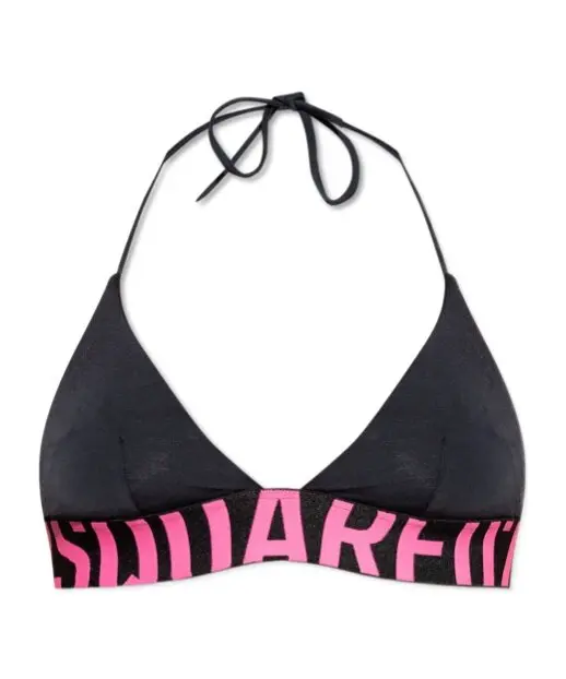 Dsquared2 Halterneck Bikini Top With Logo Detail - Black