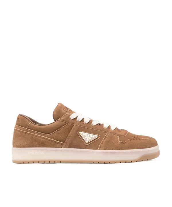 Prada Downtown Suede Lace-up Sneakers - Cinnamon