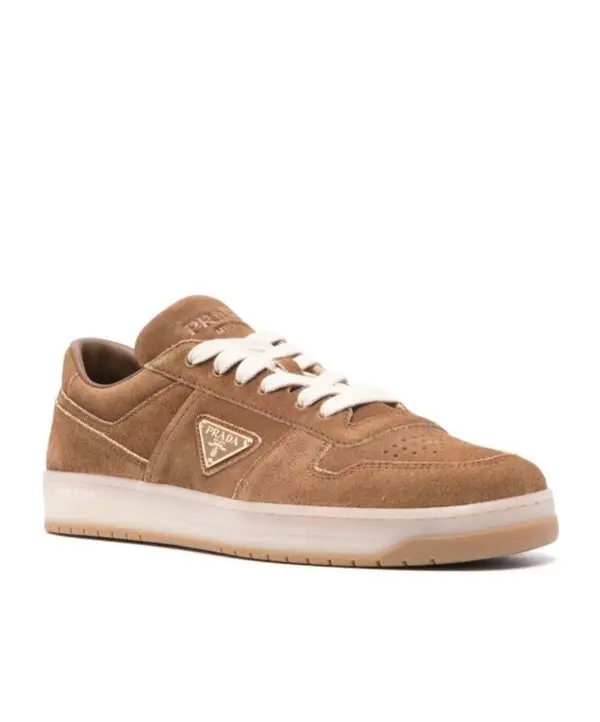 Prada Downtown Suede Lace-up Sneakers - Cinnamon