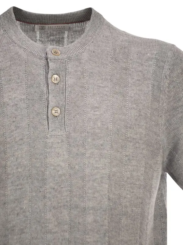 Brunello Cucinelli Henley Collared Knit Polo Shirt