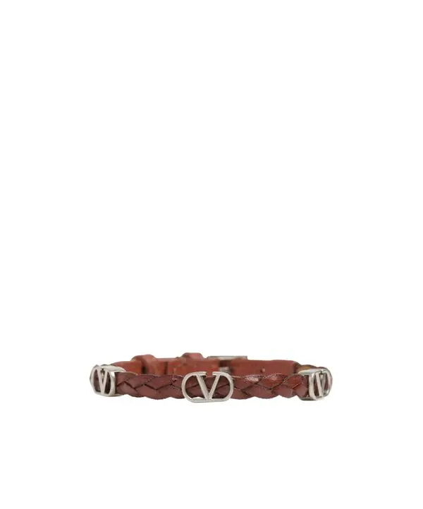Valentino Garavani Vlogo Signature Braided Leather Bracelet - Yellow