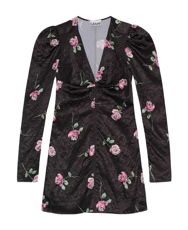 GANNI Floral Print V-neck Dress