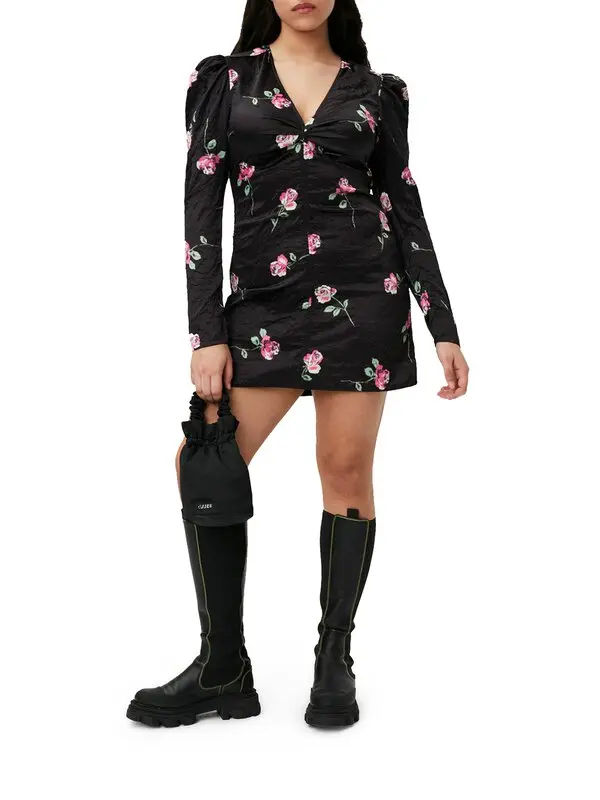GANNI Floral Print V-neck Dress