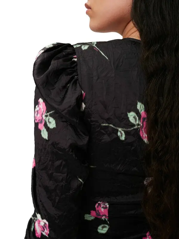 GANNI Floral Print V-neck Dress