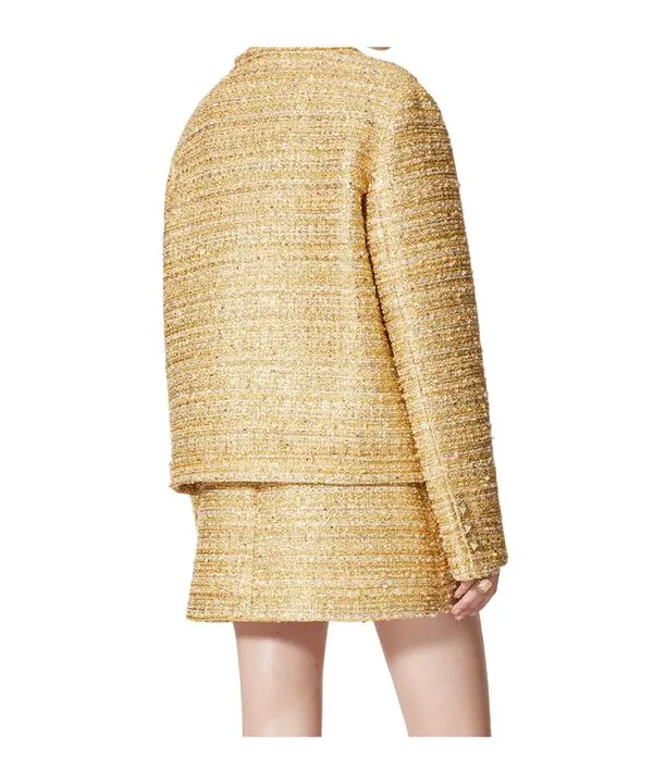 Valentino Garavani Tweed Sequined Jacket With Rivet Buttons