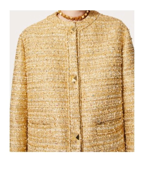 Valentino Garavani Tweed Sequined Jacket With Rivet Buttons