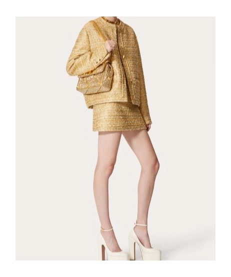 Valentino Garavani Tweed Sequined Jacket With Rivet Buttons