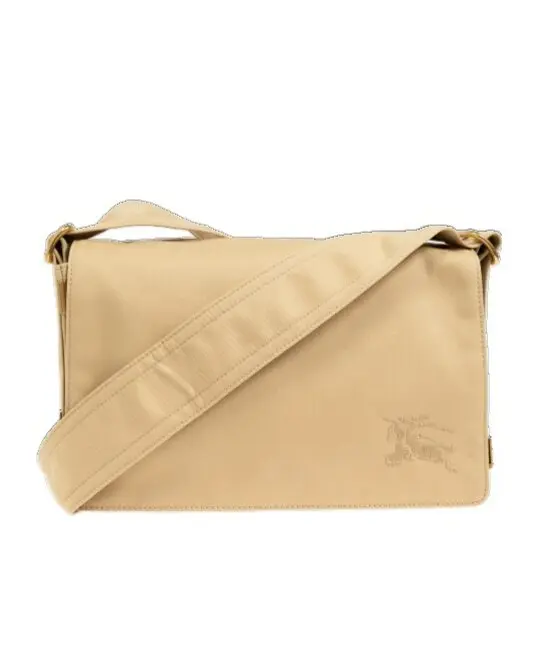Burberry Logo Embroidered Trench Shoulder Bag - Sand Beige