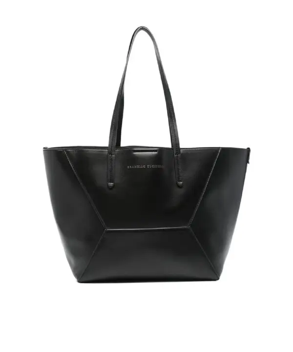 Brunello Cucinelli Panelled Leather Tote Bag - Black