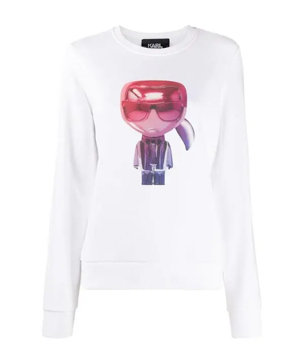 Karl Lagerfeld Long-sleeved Crewneck Sweater With Graphic Print - White