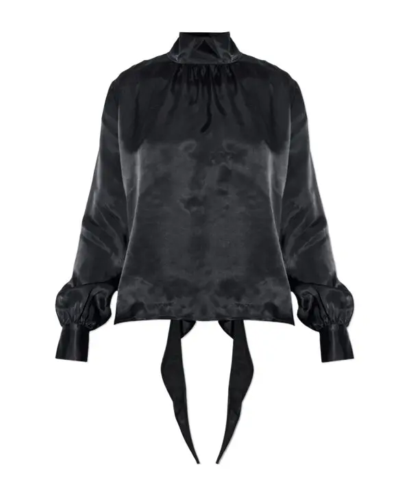 Vetements High-neck Open-back Top With Pleats And Decorative Buttons