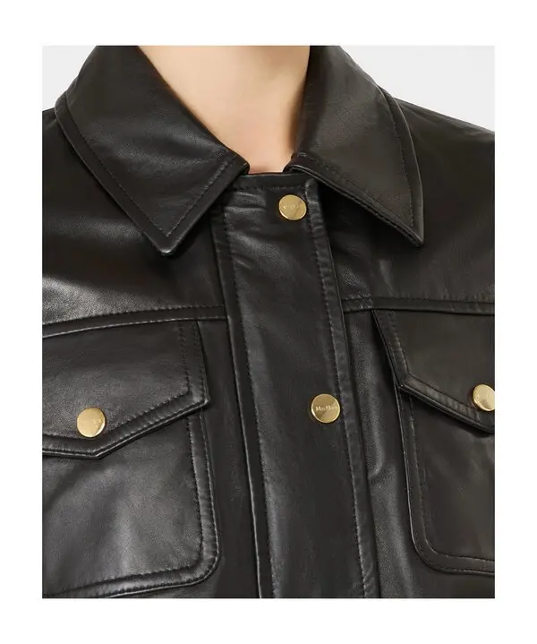 Max Mara Leather Button-fastening Jacket - Black
