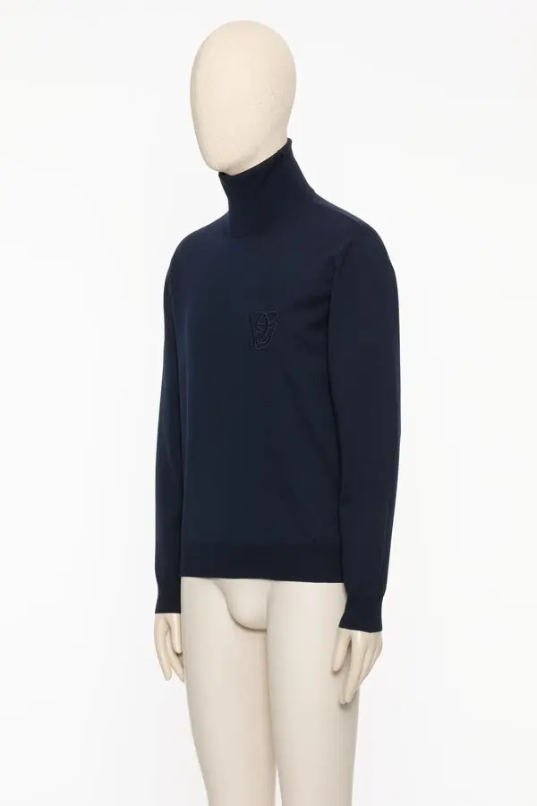 Valentino Garavani Wool High-neck Jumper With Vg Embroidery