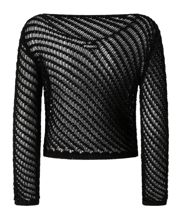 Pinko Open-knit Sweater With Logo And Cutouts