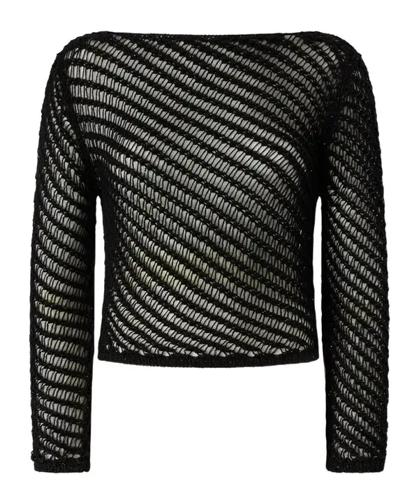 Pinko Open-knit Sweater With Logo And Cutouts