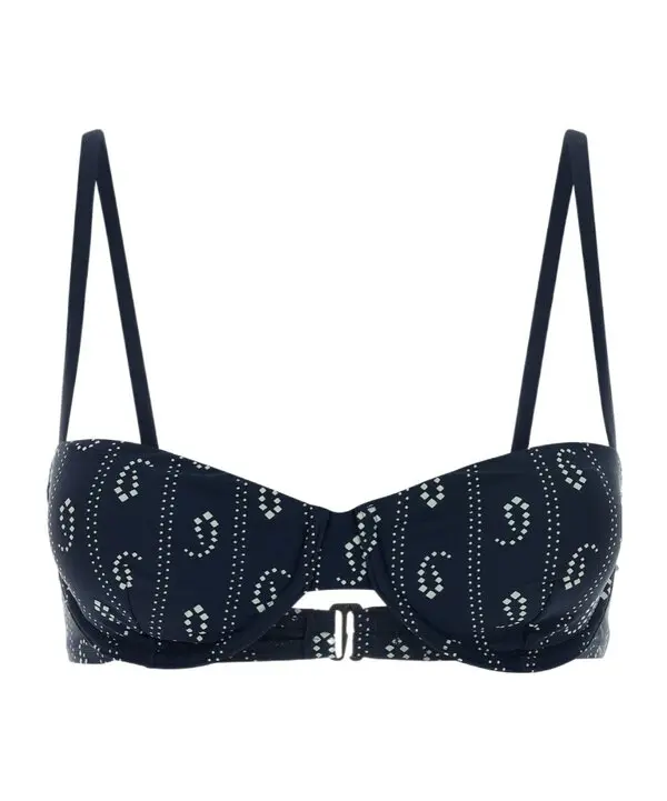 Tory Burch Paisley Print Bikini Top - Black