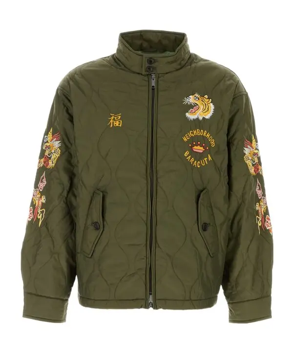 BARACUTA England Embroidered Quilted Jacket - Green