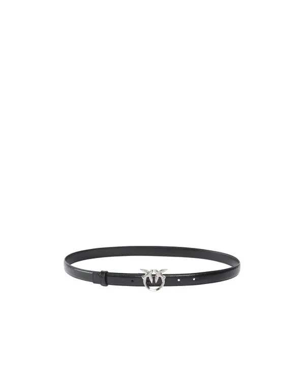Pinko Bird-buckle Slim Leather Belt - Black