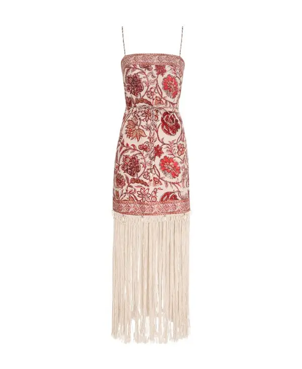 Zimmermann Vitali Fringed Mini Dress - Nude