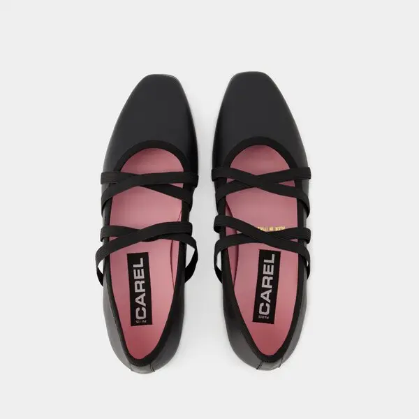 CAREL Leather Square Toe Ballerina Flats