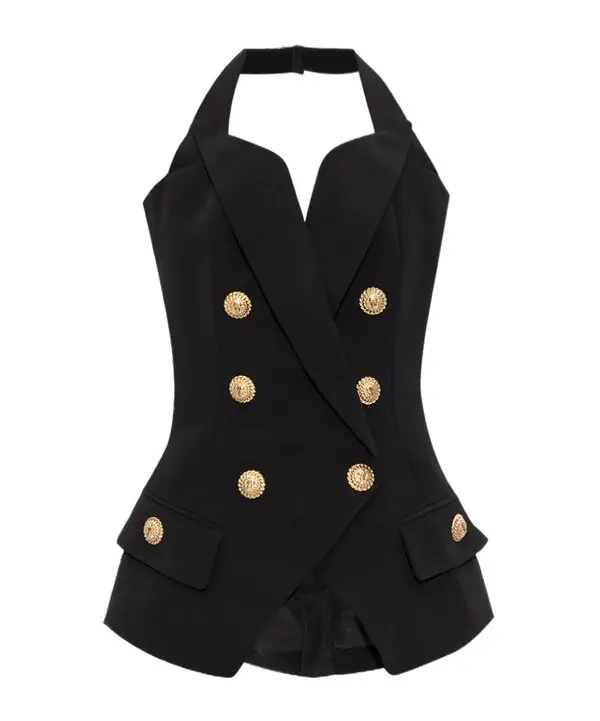 Balmain Double-breasted Halterneck Top