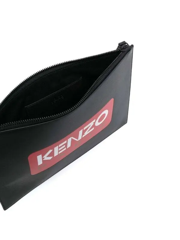 Kenzo Logo Printed Zip Clutch Bag