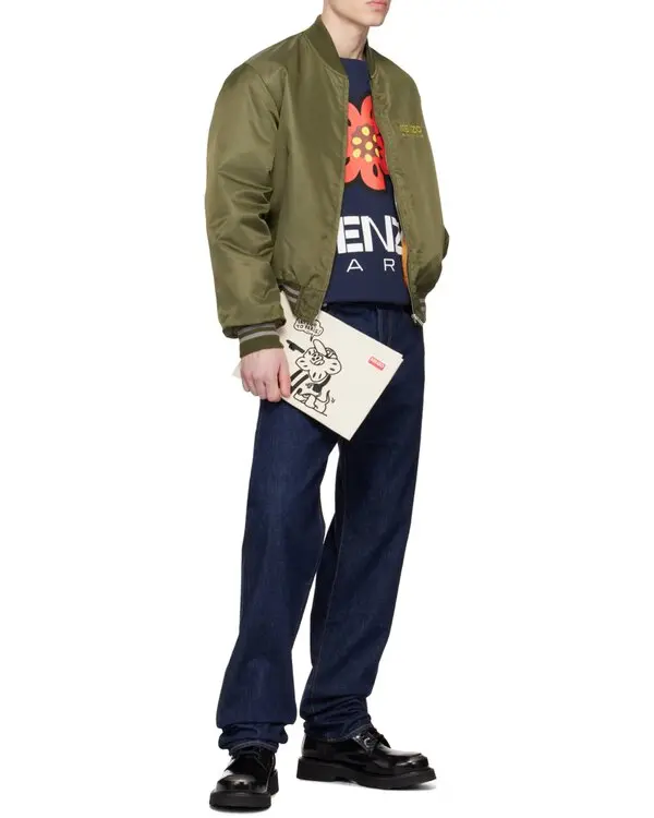 Kenzo Logo Printed Zip Clutch Bag
