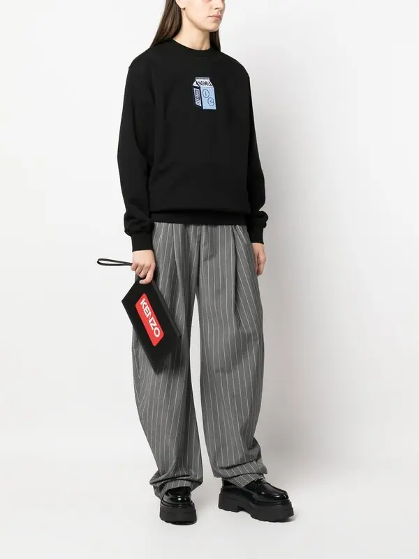 Kenzo Logo Printed Zip Clutch Bag