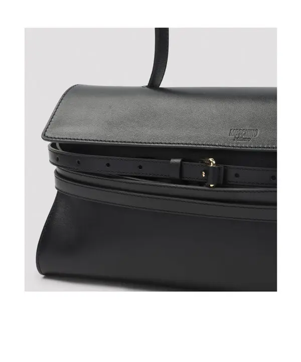 Moschino Medium Tie Detailed Shoulder Bag - Black