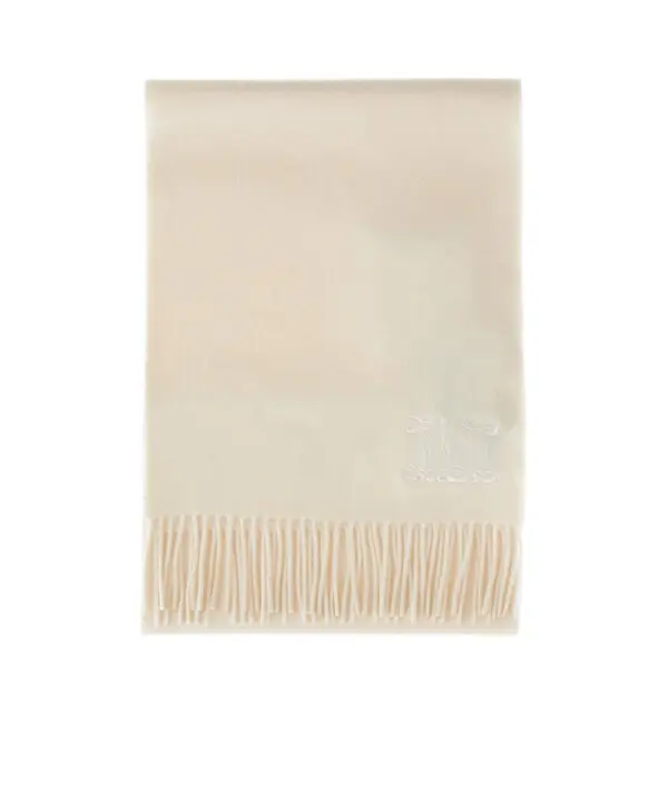 Max Mara Logo-embroidered Fringed-edge Scarf - Nude