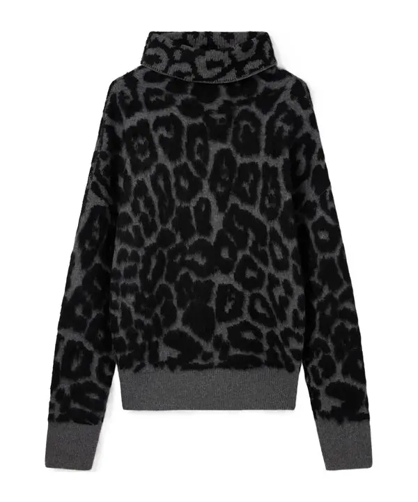 Stella McCartney Leopard Jacquard Turtleneck Jumper - Black/gray