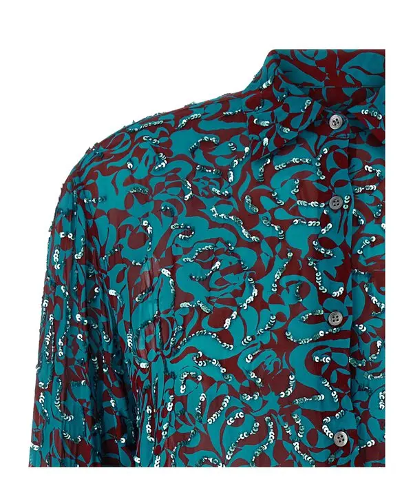 Dries Van Noten Printed Long-sleeved Shirt - Green