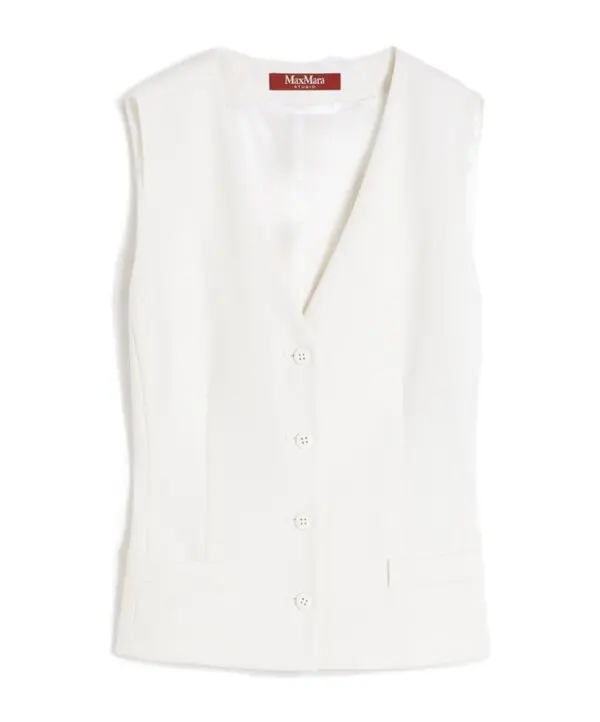 Max Mara V-neck Button Vest With Adjustable Back Strap - White