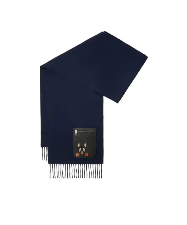 Loewe Scarf In Wool And Cashmere - Deep Navy Blue