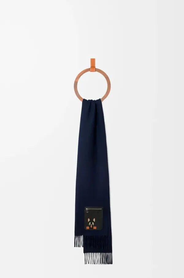 Loewe Scarf In Wool And Cashmere - Deep Navy