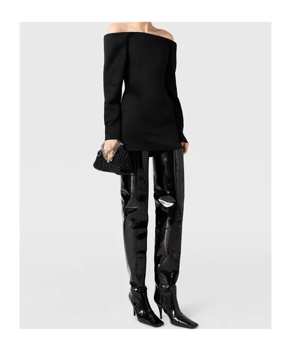 Stella McCartney Off-shoulder Long-sleeve Mini Dress