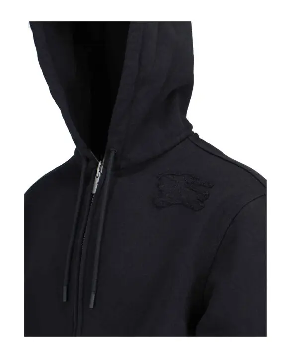 Burberry Zip-up Drawstring Hoodie - Black
