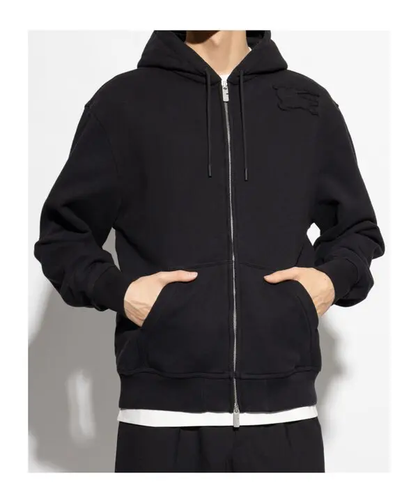 Burberry Zip-up Drawstring Hoodie - Black