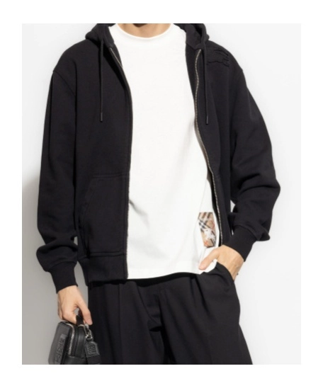 Burberry Zip-up Drawstring Hoodie - Black