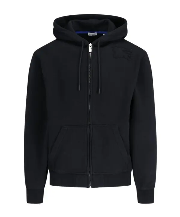Burberry Zip-up Drawstring Hoodie - Black