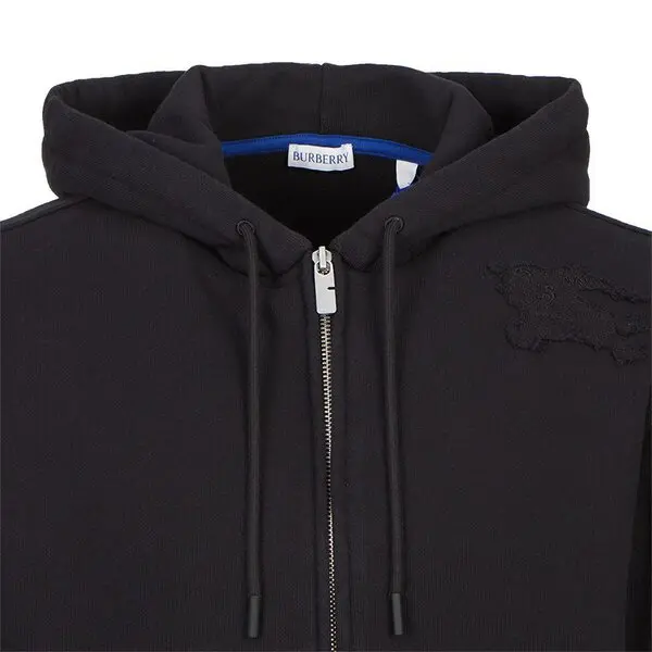Burberry Zip-up Drawstring Hoodie - Black