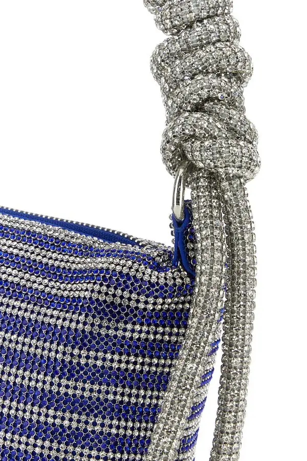 Kara Embellished Mesh Phone Cord Zipped Shoulder Bag - Multicolor