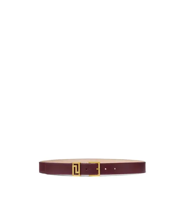 Versace Greca Plaque Buckle Belt - Burgundy