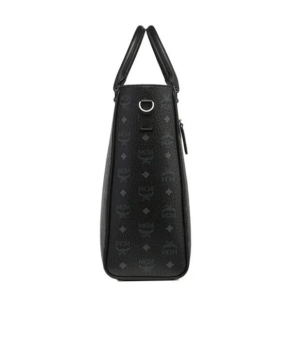Mcm Diamond East-west Tote In Visetos Monogram Canvas - Black