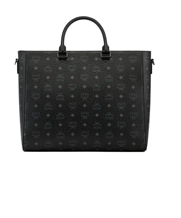 Mcm Diamond East-west Tote In Visetos Monogram Canvas - Black