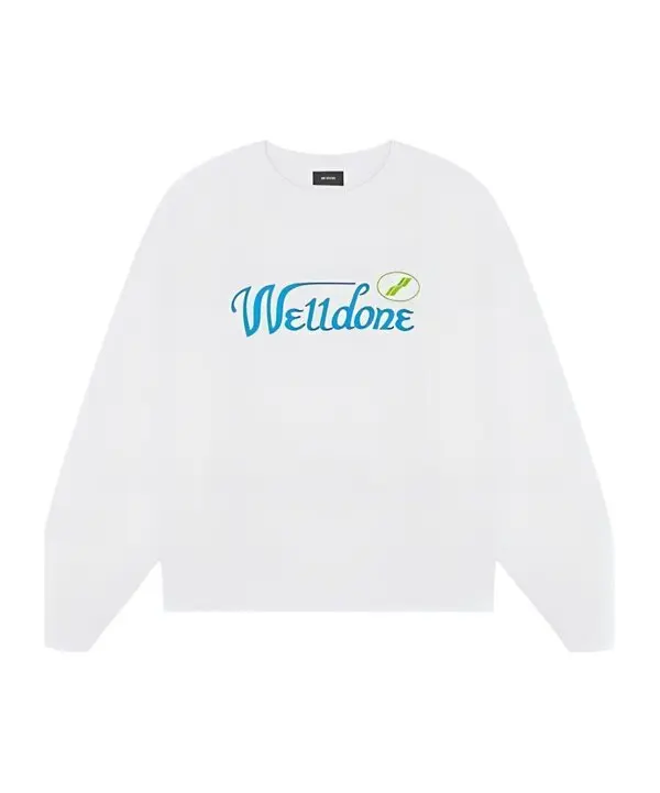We11Done Ribbed Logo Crewneck Sweater - White
