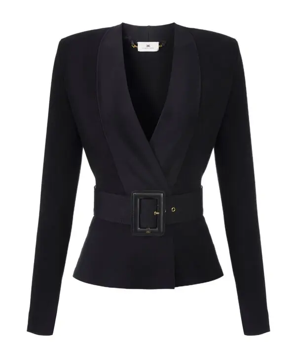 Elisabetta Franchi Belted Tricot Jacket - Black